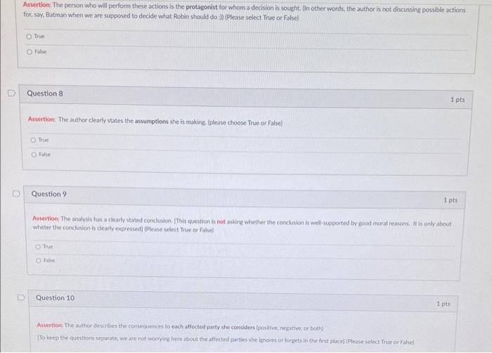 Assertion: The person who will perform these actions | Chegg.com