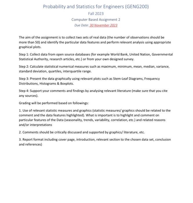 Solved Due Date: 30 November 2023 The aim of the assignment | Chegg.com