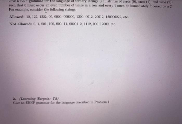 Solved Give a bit grammar for the language of ternary | Chegg.com