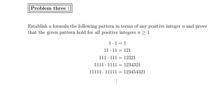 Solved Problem three : Establish a formula the following | Chegg.com