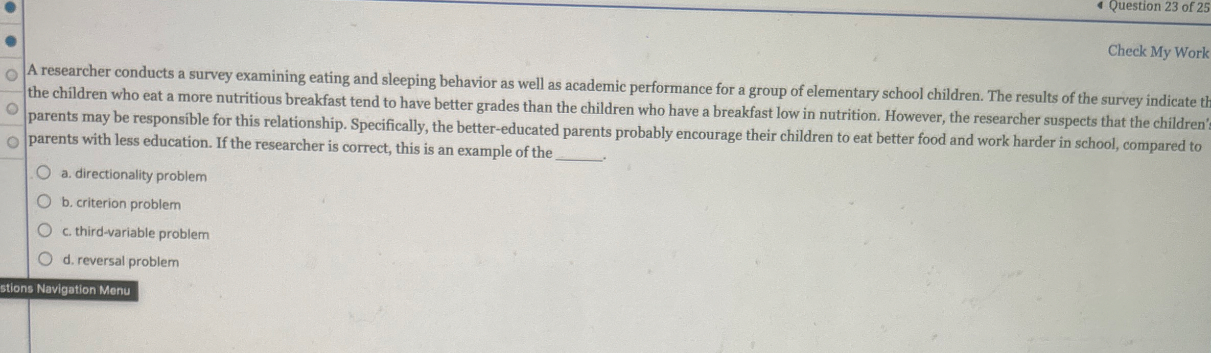 Solved Question 23 ﻿of 25Check My WorkA researcher conducts | Chegg.com