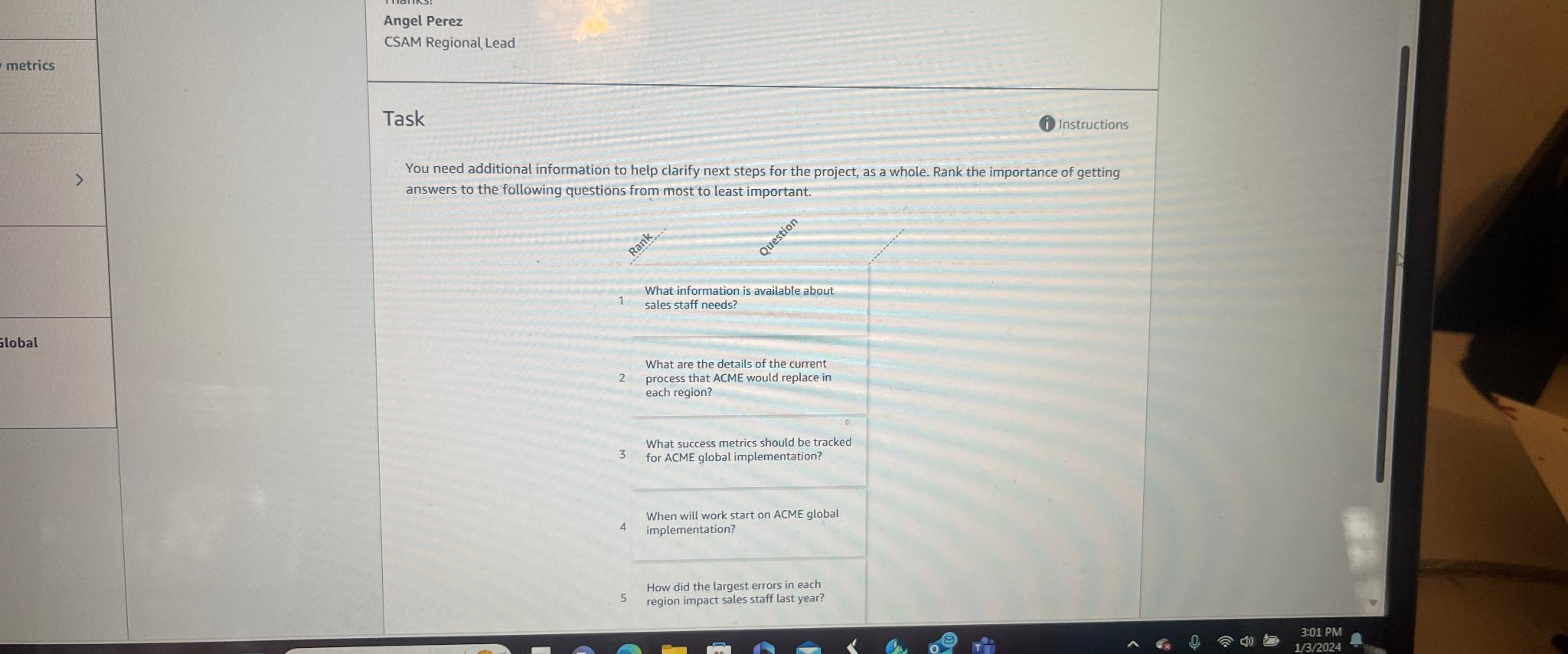 Solved Angel PerezCSAM Regional, LeadTaskInstructionsYou | Chegg.com