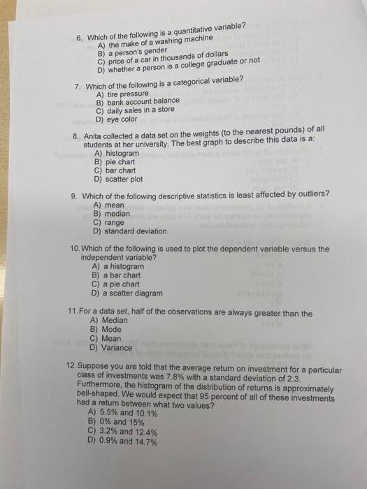 Solved 1. Which of the following variables is an example of | Chegg.com