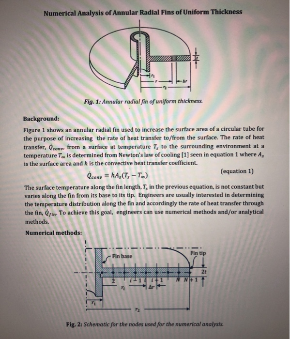Numerical Analysis of Annular Radial Fins of Uniform | Chegg.com