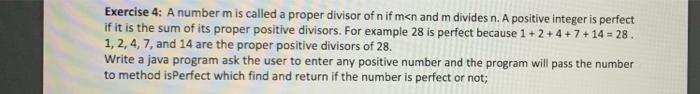 Solved Exercise 4: A number m is called a proper divisor of | Chegg.com