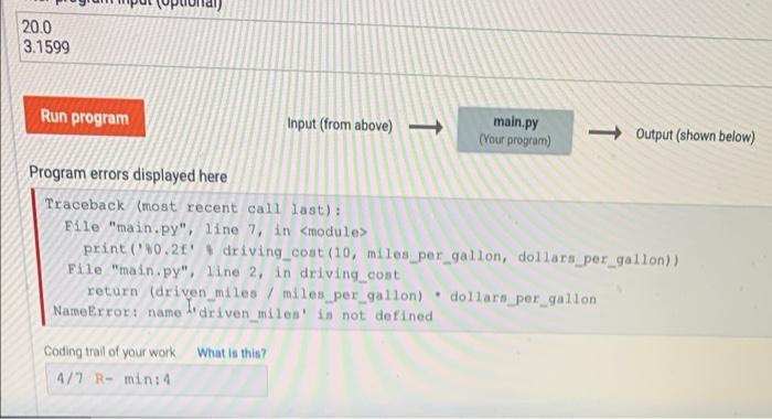 Solved 10 12 Lab Driving Costs Functions Write A Function