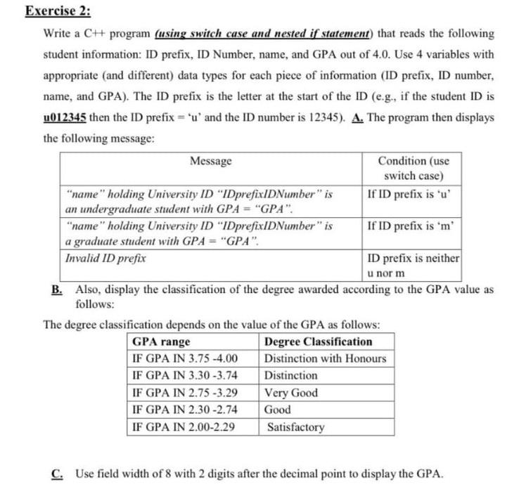 Solved Write A C Program Using Switch Case And Nested If