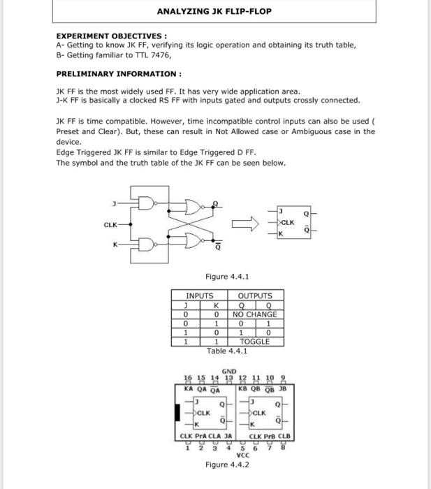 Solved EXPERIMENT OBJECTIVES : A- Getting to know JK FF, | Chegg.com