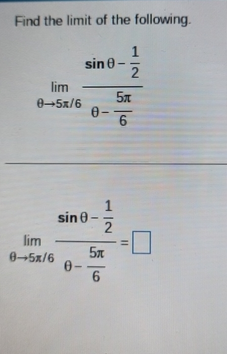 Solved Find the limit of the | Chegg.com