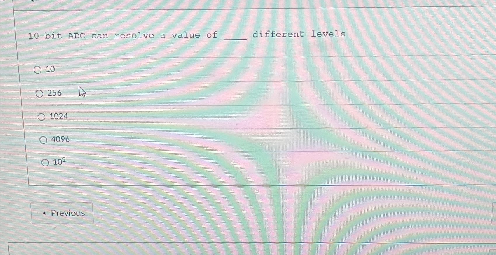 Solved 10-bit ADC can resolve a value of ﻿different | Chegg.com