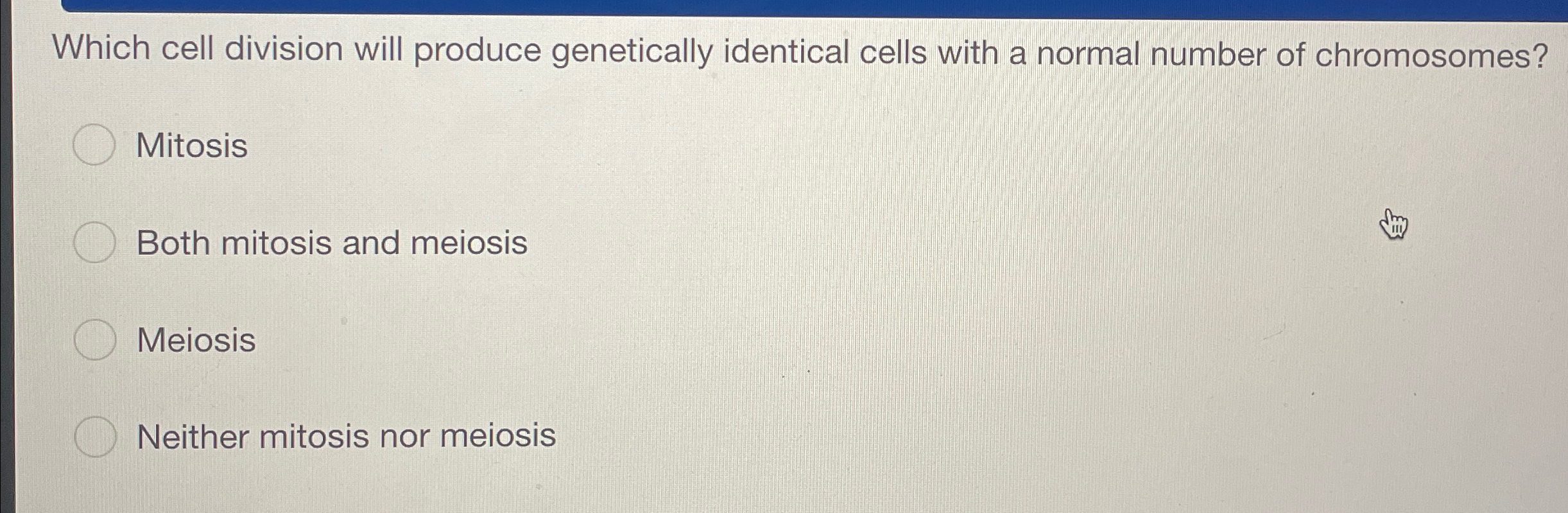 Solved Which cell division will produce genetically | Chegg.com