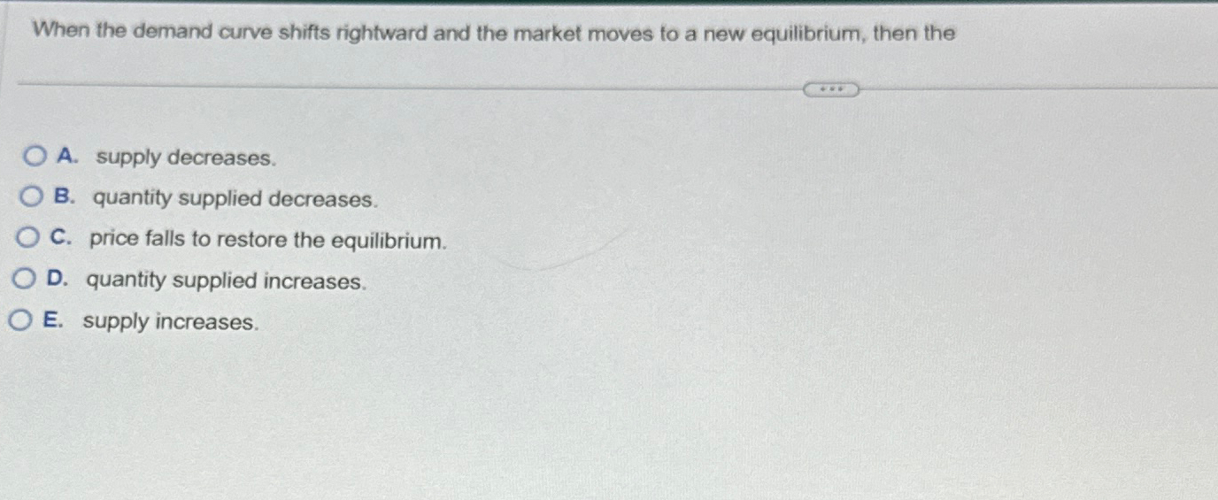 Solved When the demand curve shifts rightward and the market | Chegg.com