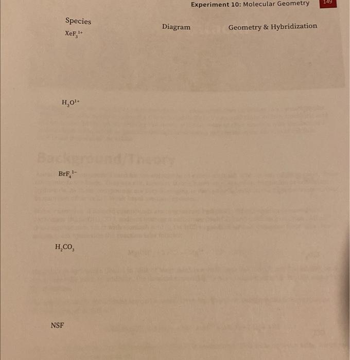 Solved Report Geometrical Structure Of Molecules A Some