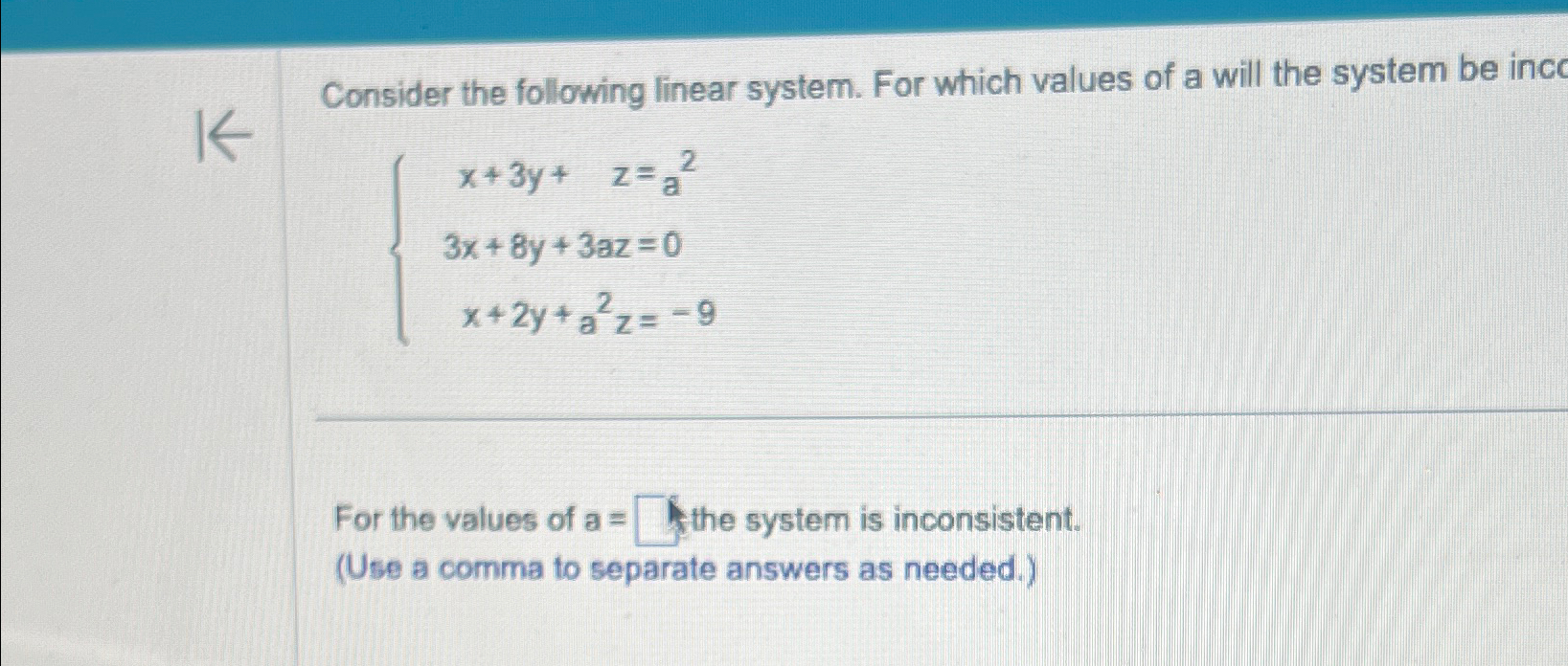 Solved Consider the following linear system. For which | Chegg.com