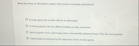 Solved What describes an inheritance pattern that shows | Chegg.com