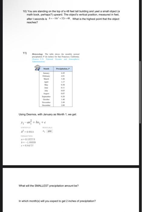 Solved 10) You are standing on the top of a 48 feet tall | Chegg.com