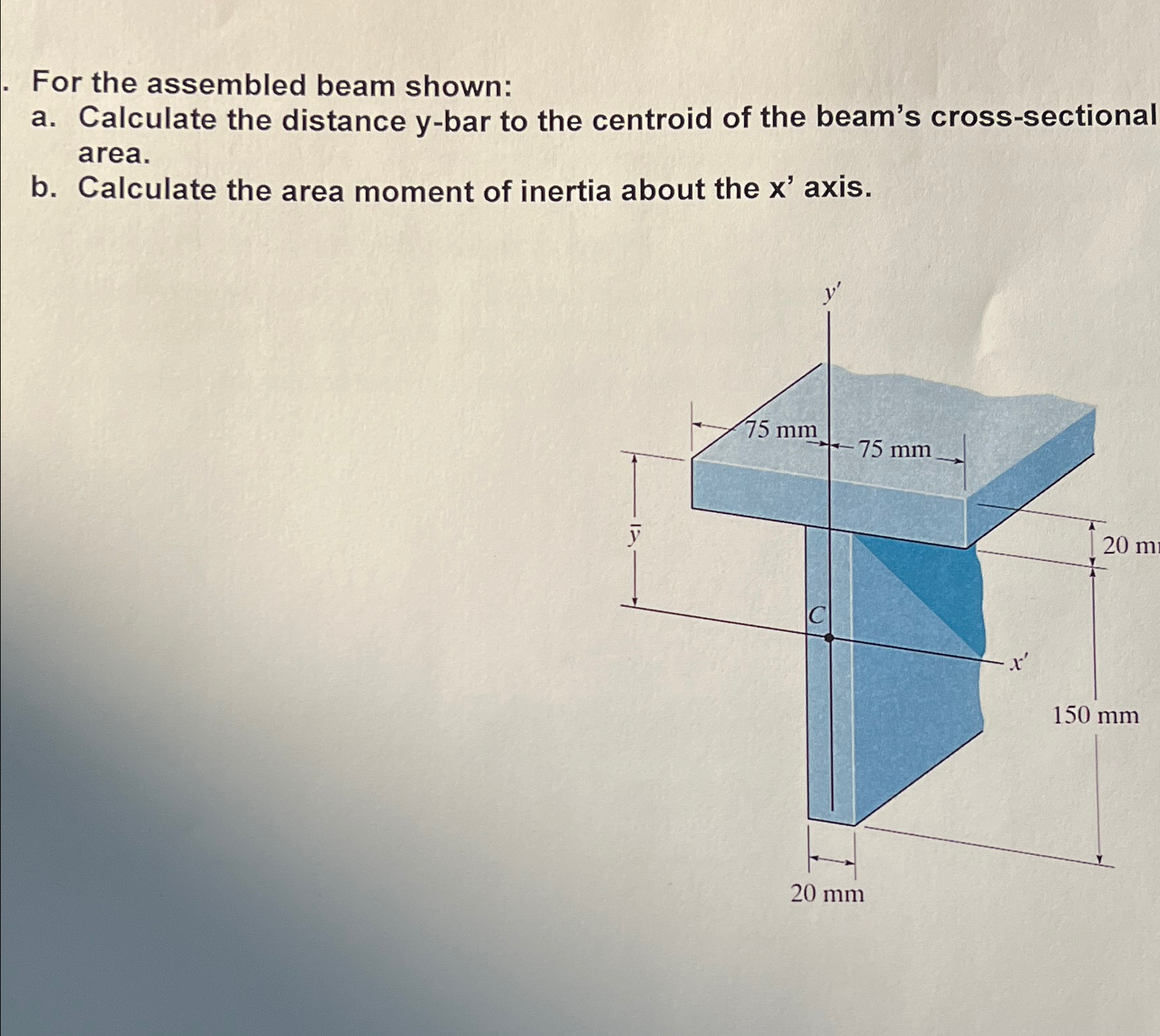 Solved For the assembled beam shown:a. ﻿Calculate the | Chegg.com