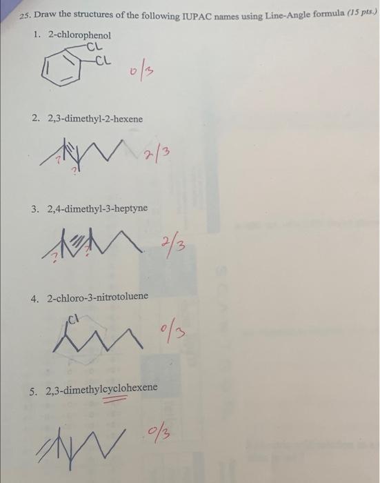 Solved 25. Draw the structures of the following IUPAC names | Chegg.com