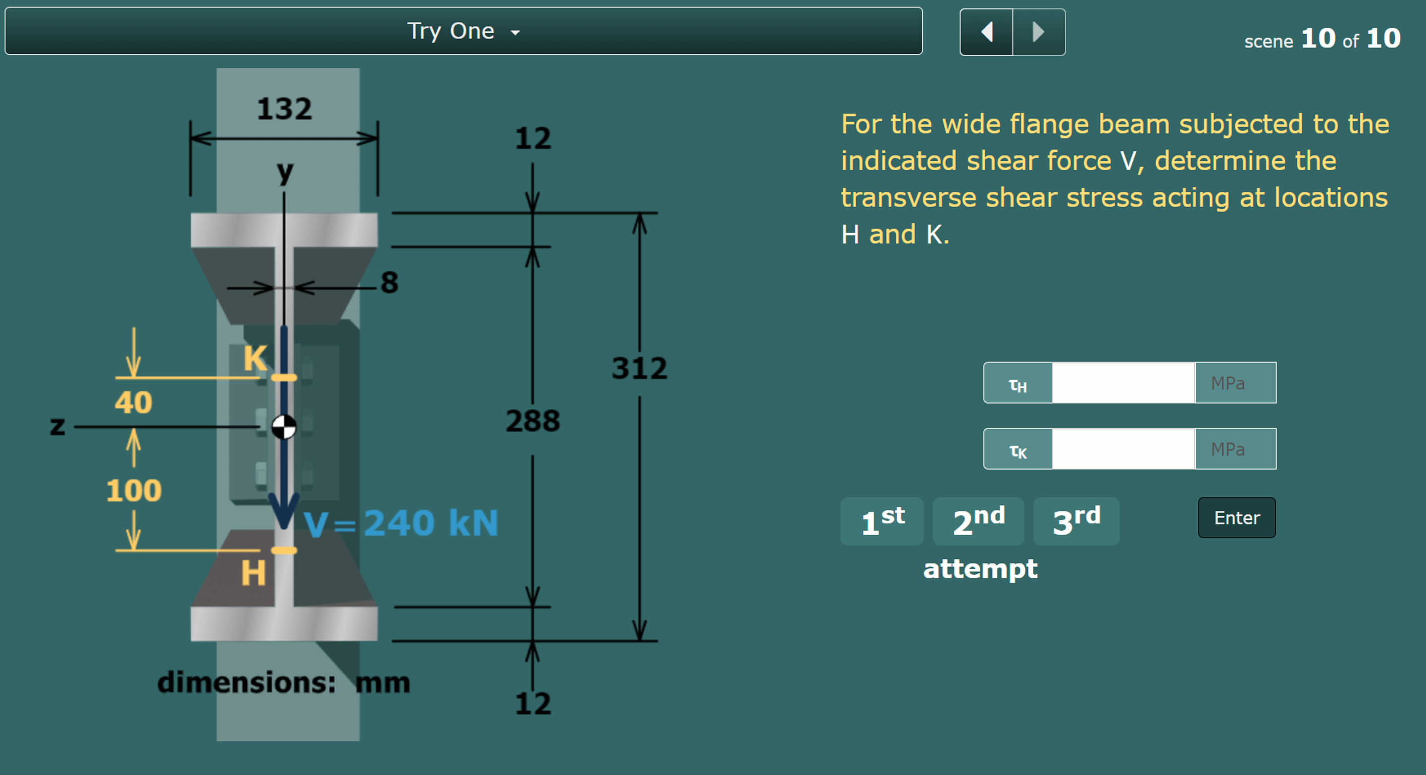 Solved Try One *scene 10 ﻿of 10For the wide flange beam | Chegg.com