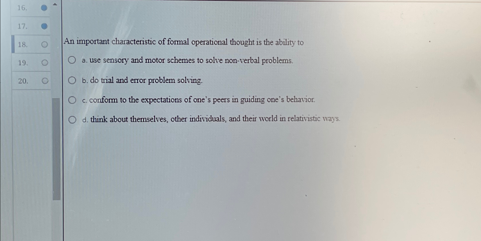 Solved An important characteristic of formal operational | Chegg.com