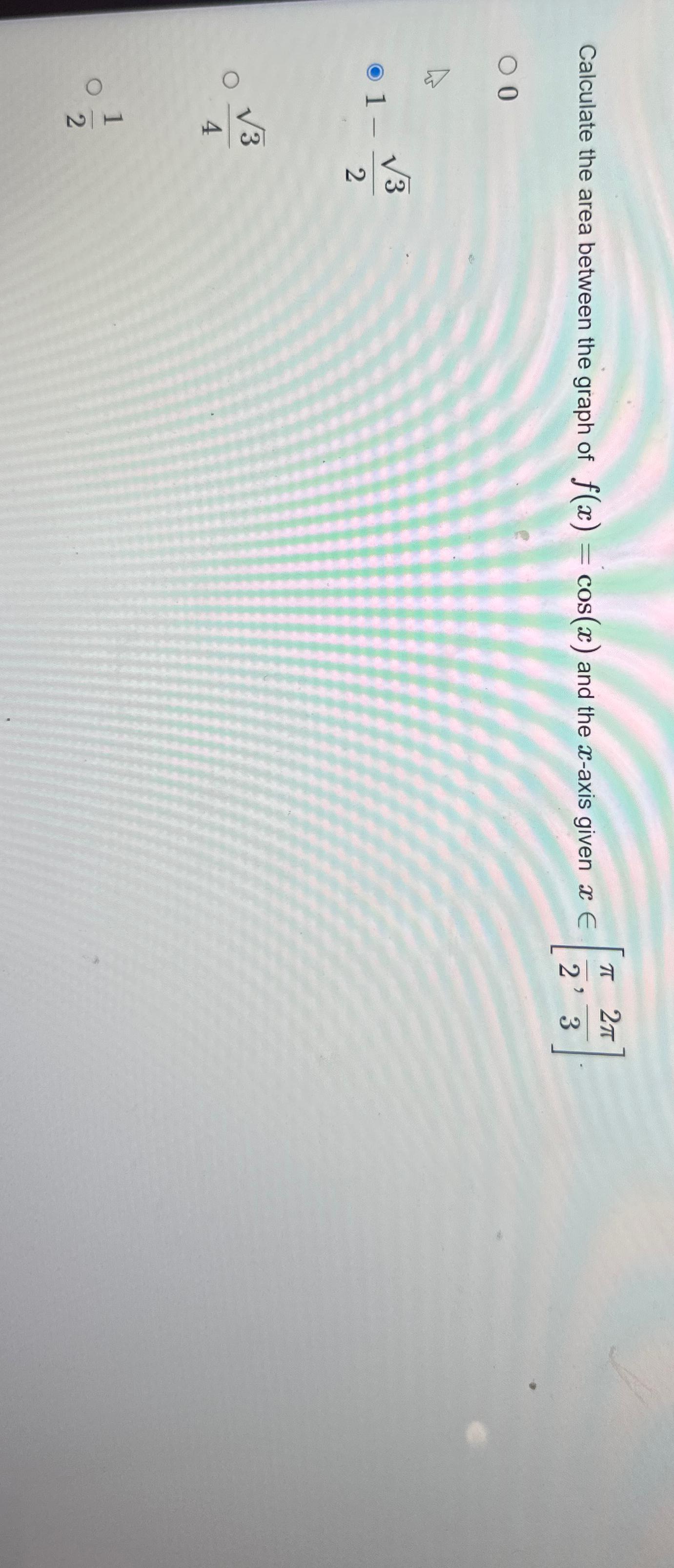 Solved Calculate the area between the graph of f(x)=cos(x) | Chegg.com