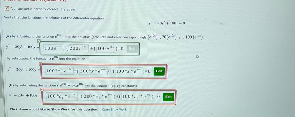 Solved Your answers partially correct. Try agan Verity that | Chegg.com