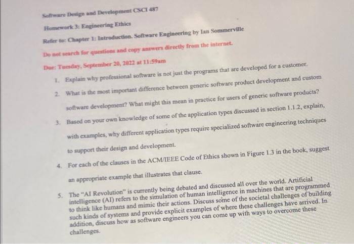 Solved Homewerk 3: Engineering Ethics Refer to: Chapter 1: | Chegg.com