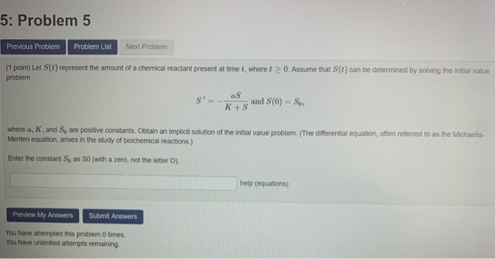 Solved 5 Problem 5 Previous Problem Problem List Next 9691