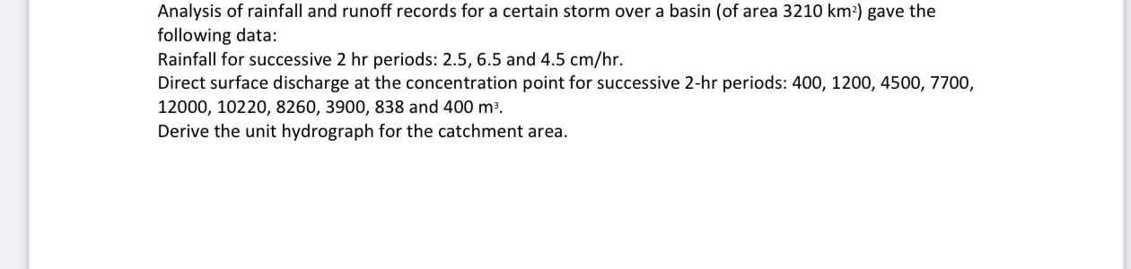 Solved by an EXPERT Analysis of rainfall and runoff records for a certain | Chegg.com