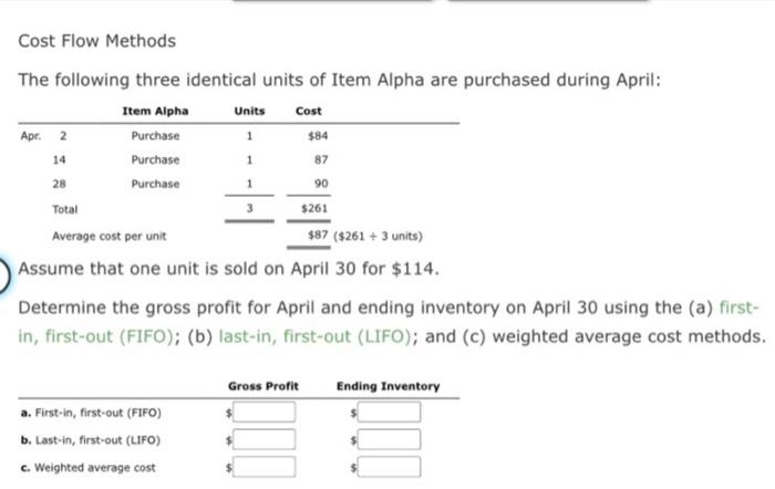 Solved Cost Flow Methods The following three identical units | Chegg.com
