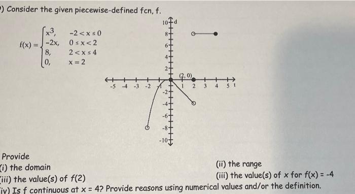 Solved ) Consider the given piecewise-defined fun, f. f(x) | Chegg.com