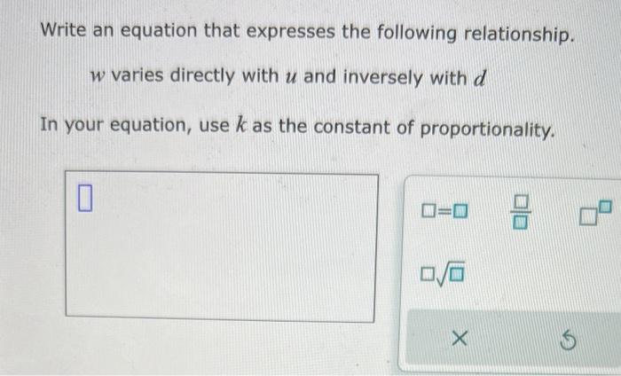 Solved Write An Equation That Expresses The Following