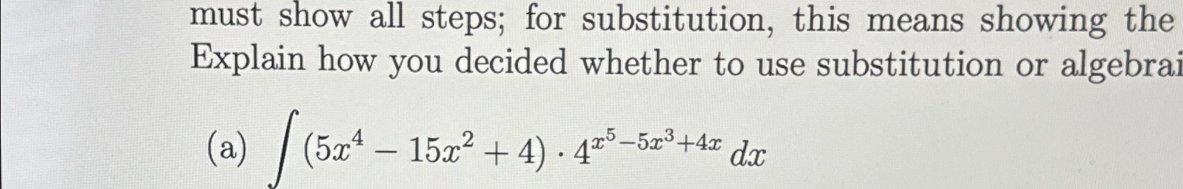 Solved must show all steps; for substitution, this means | Chegg.com