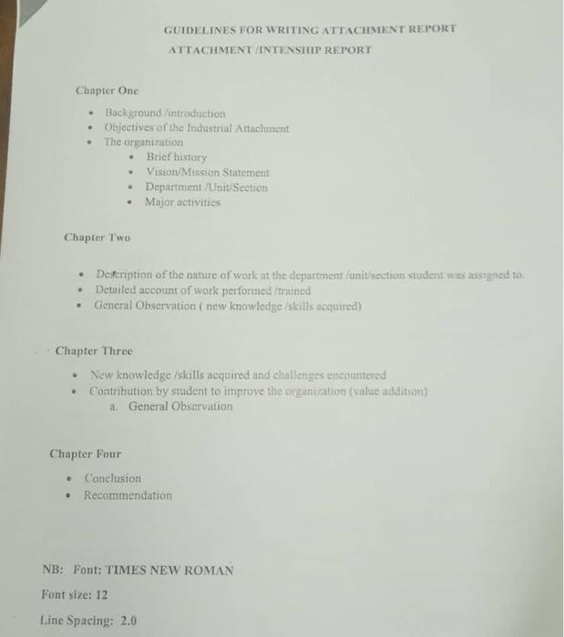 GUIDELINES FOR WRITING ATTACHMENT REPORT ATTACHMENT | Chegg.com