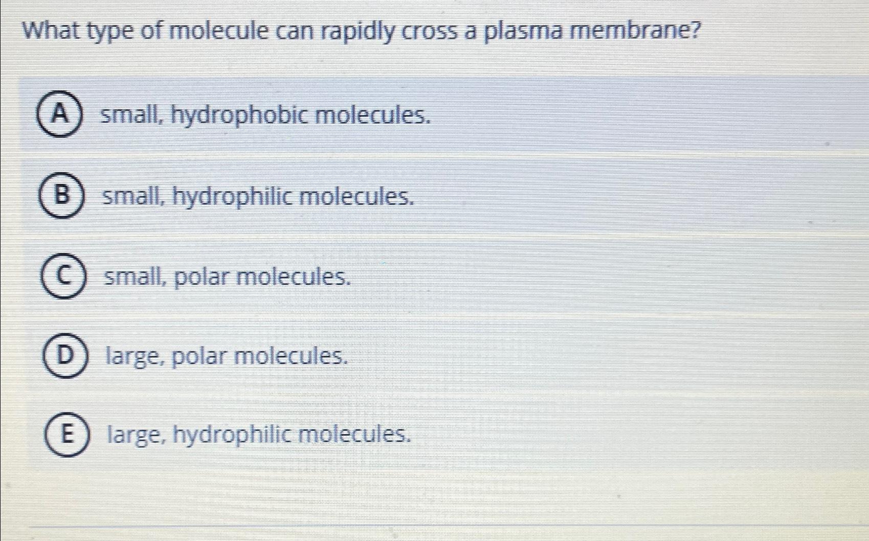 Solved What type of molecule can rapidly cross a plasma | Chegg.com