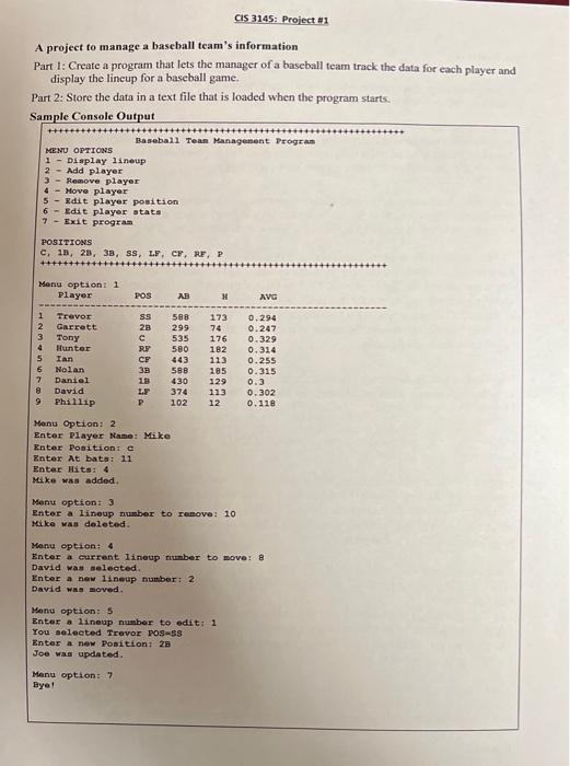 Solved Specifications PART 1 - Create a program that manages | Chegg.com