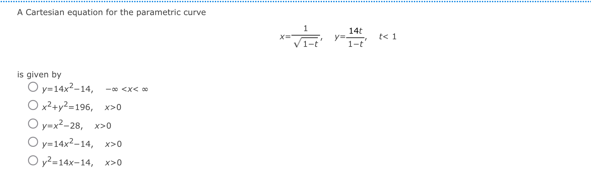 Solved A Cartesian equation for the parametric | Chegg.com