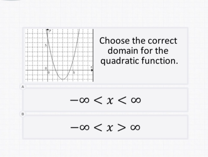 Solved Choose the correct domain for the quadratic function. | Chegg.com