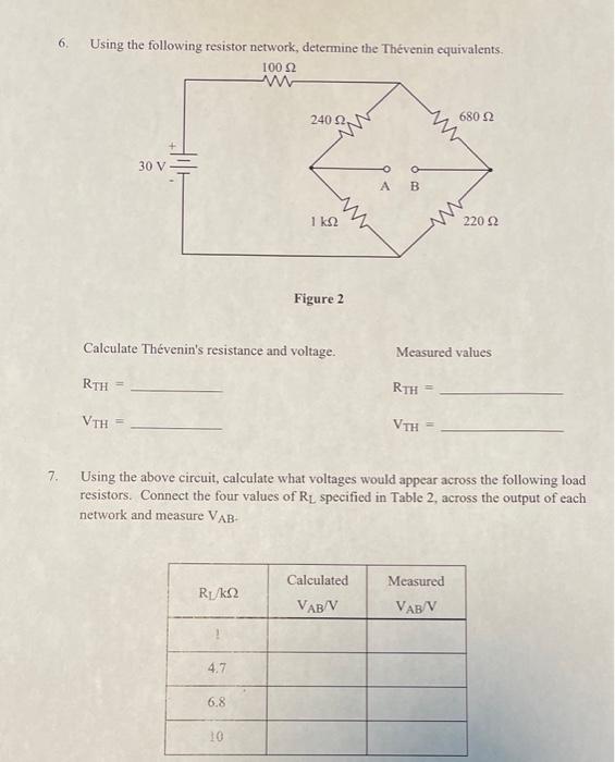 Solved 6. Using the following resistor network, determine | Chegg.com