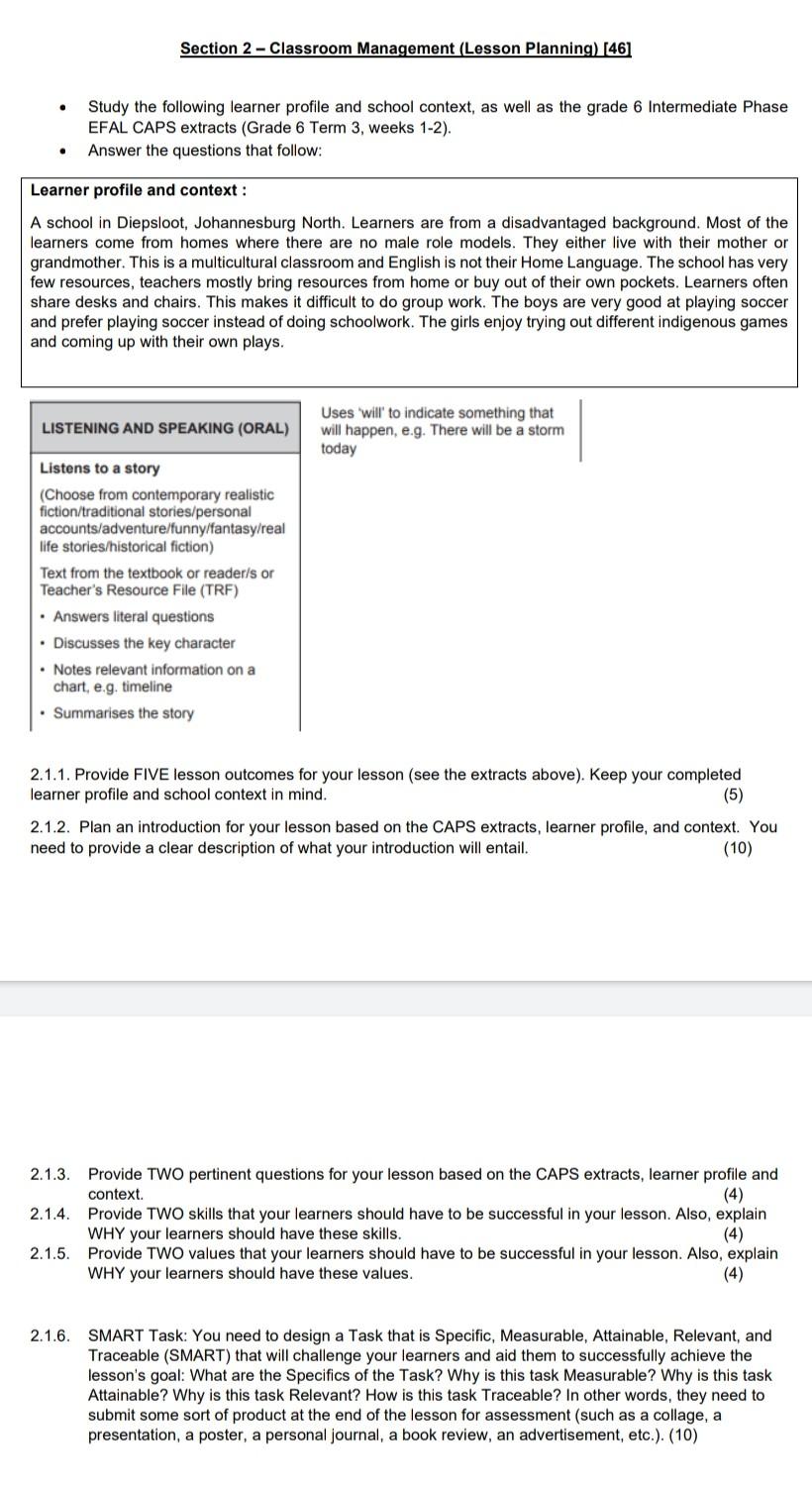 - Study the following learner profile and school | Chegg.com