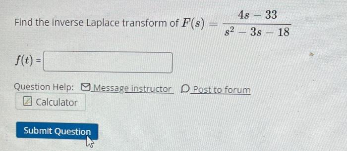 Solved Find the inverse Laplace transform of | Chegg.com