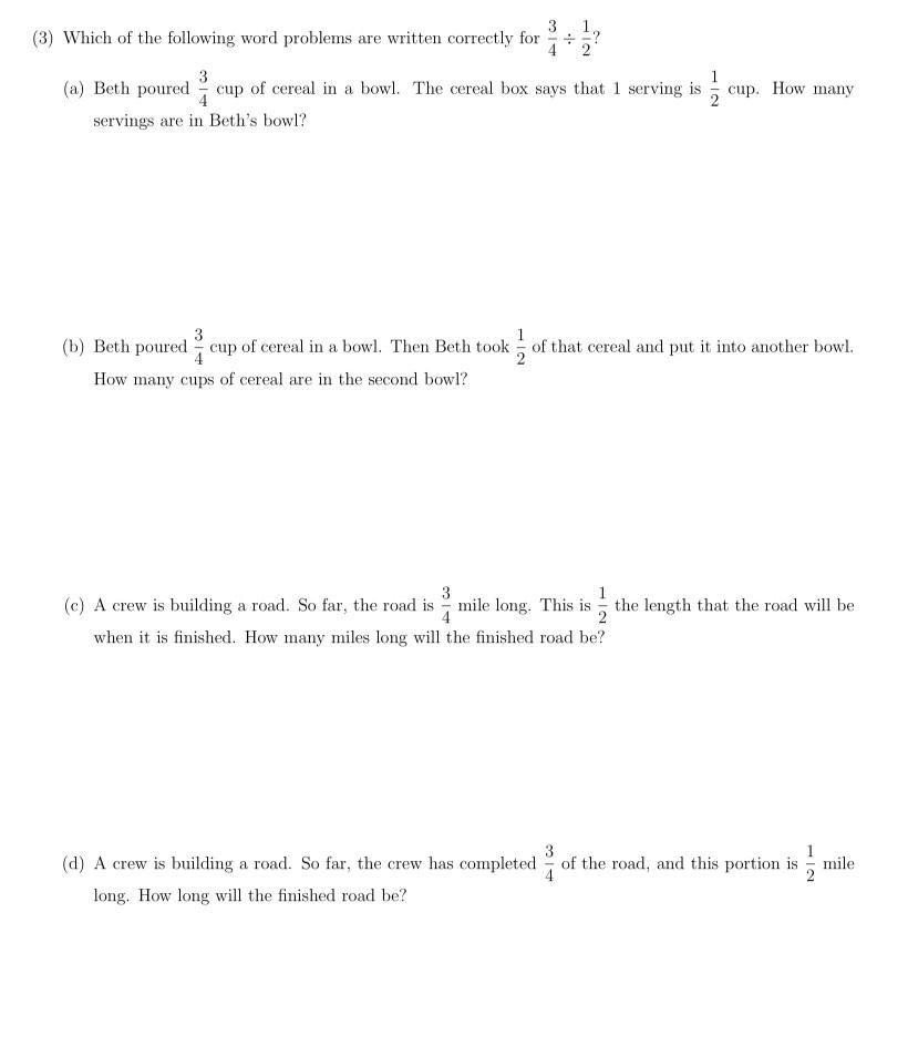 Solved (3) ﻿Which of the following word problems are written | Chegg.com