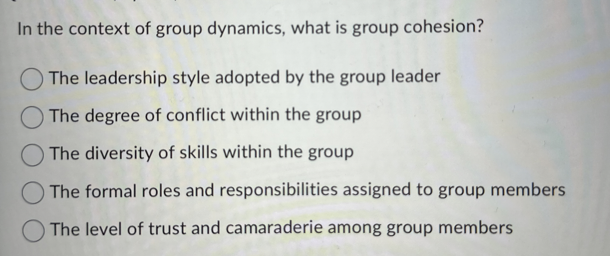 Solved In the context of group dynamics, what is group | Chegg.com