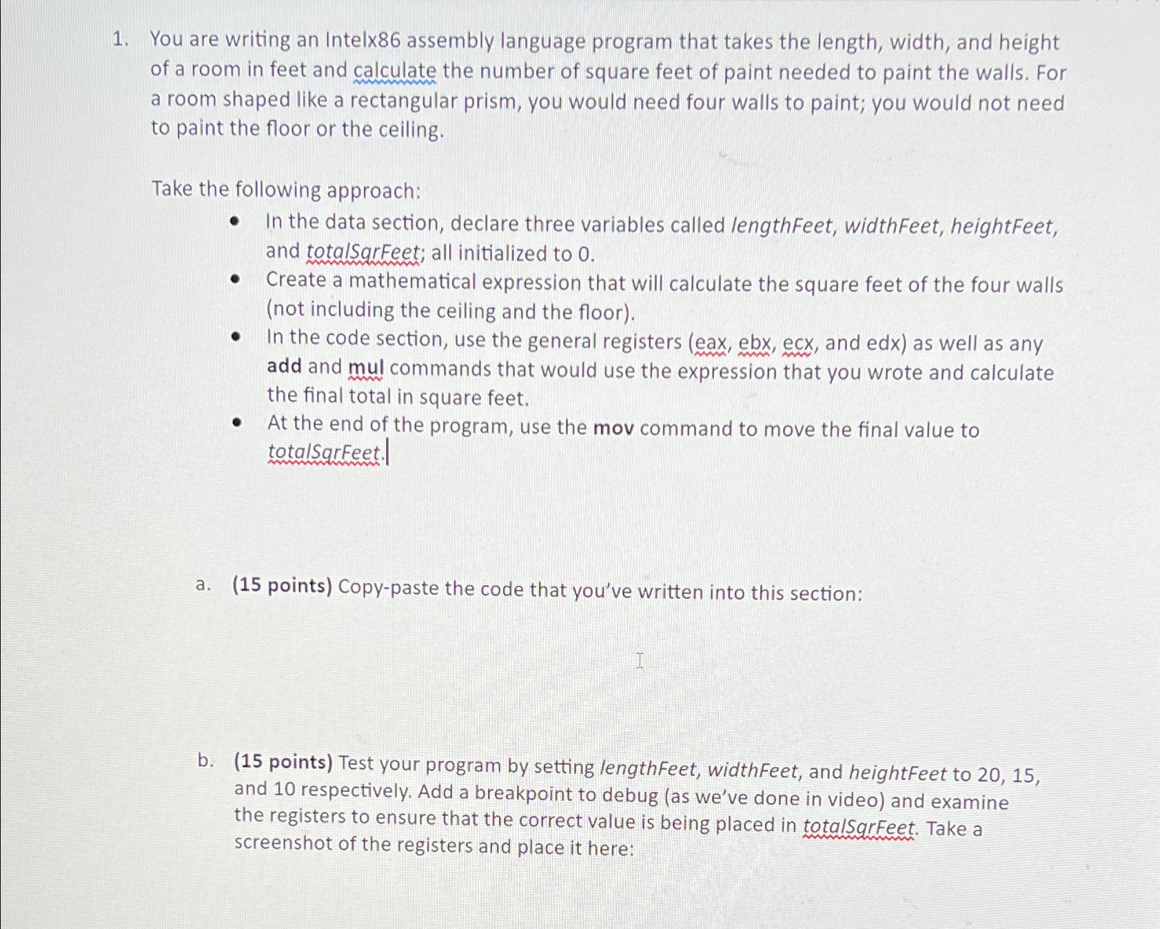 Solved You are writing an Intel x86 ﻿assembly language | Chegg.com