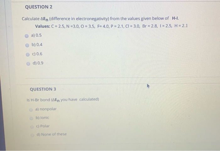 Solved QUESTION 2 Calculate AEn (difference in | Chegg.com