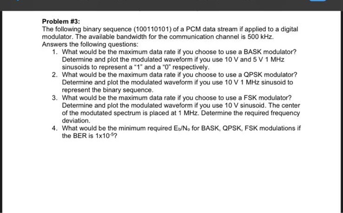 Problem #3: The following binary sequence (100110101) | Chegg.com