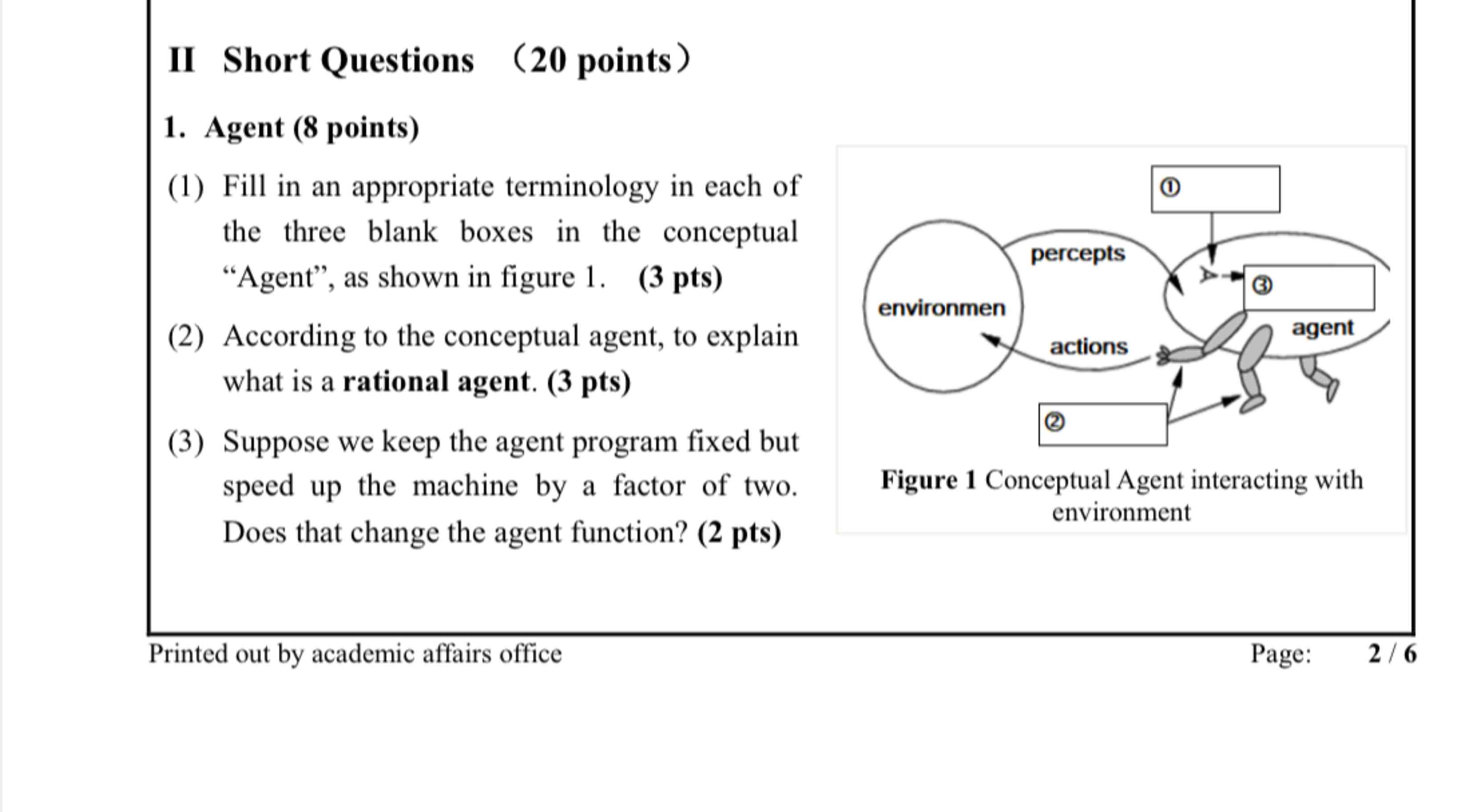Solved II Short Questions (20 ﻿points)Agent (8 ﻿points)(1) | Chegg.com