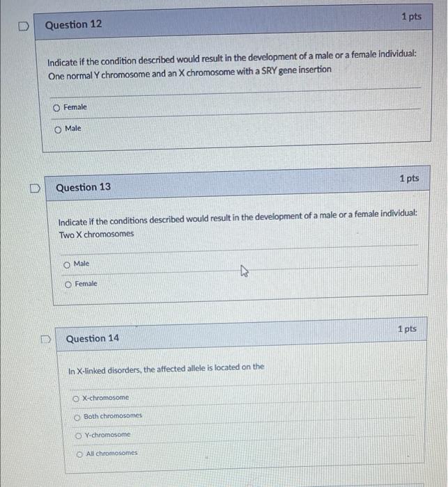 Solved U Question 12 1 pts Indicate if the condition | Chegg.com