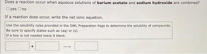 Solved Does a reaction occur when aqueous solutions of | Chegg.com