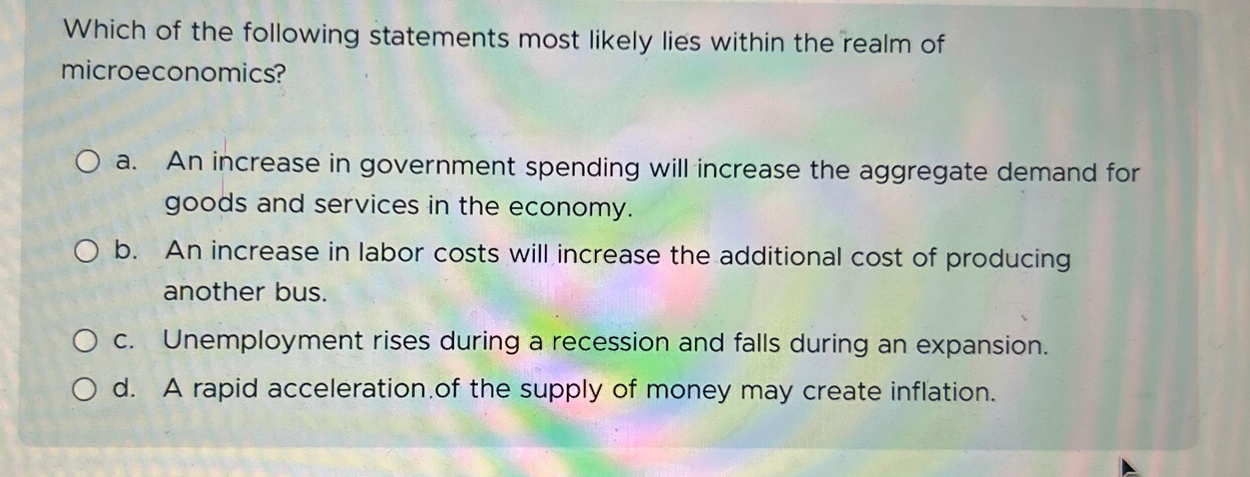 Solved Which of the following statements most likely lies | Chegg.com